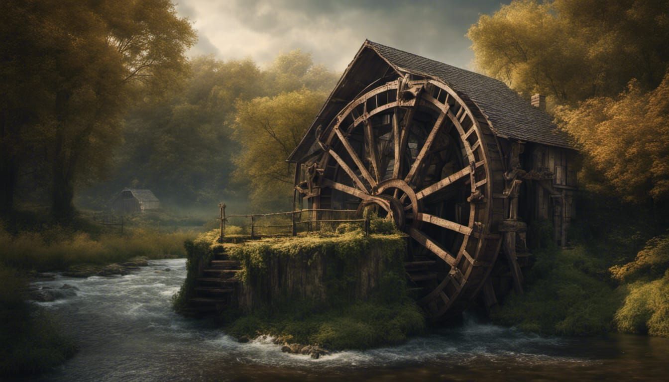 The Water Wheel - AI Generated Artwork - NightCafe Creator