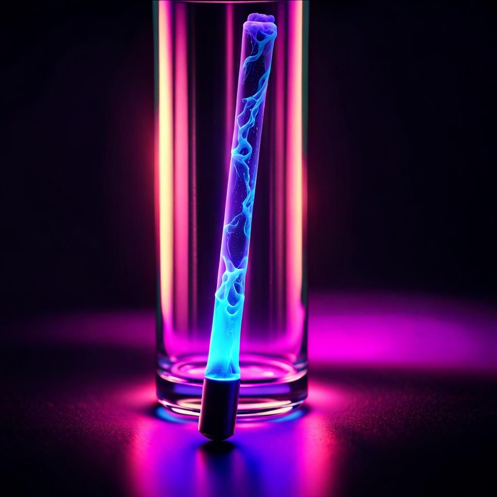 [hyperdetailed Blacklight glowing stick filled with bioluminescent ...