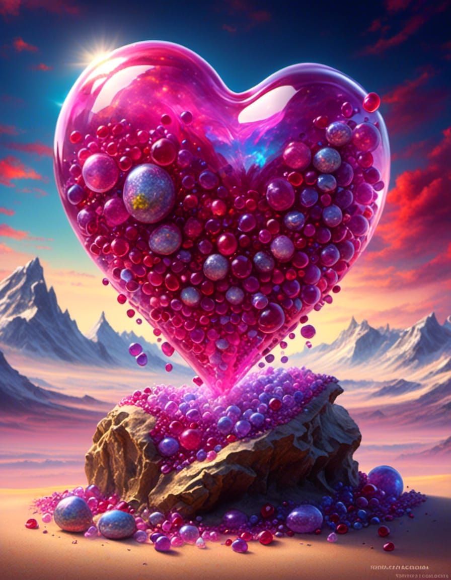 Ruby Bubble Heart - AI Generated Artwork - NightCafe Creator