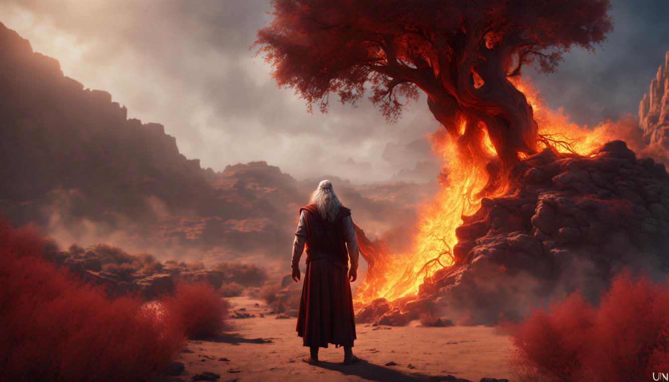 Moses and the Burning Bush - AI Generated Artwork - NightCafe Creator
