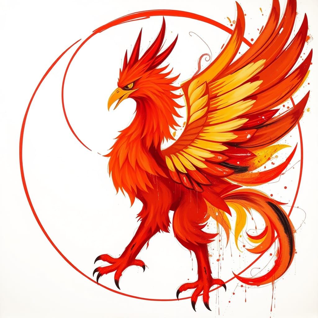 Majestic Red Gryphon in Abstract Expressionism - AI Art