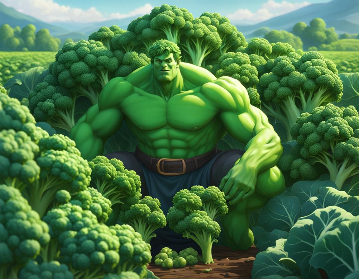 Jolly Green Giant needed extra help so he hired The Incredible Hulk to harvest broccoli - AI ...