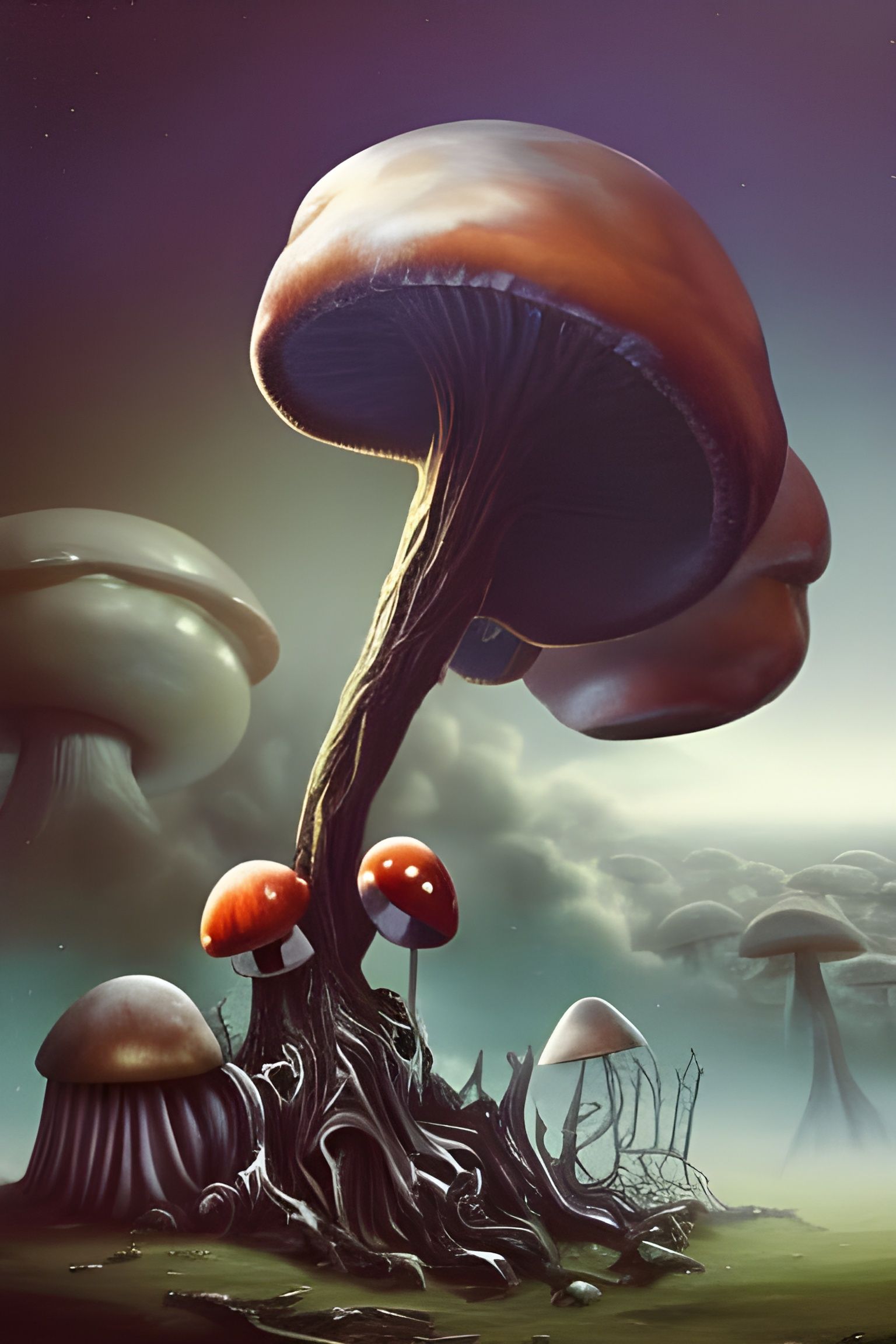 Alien mushrooms - AI Generated Artwork - NightCafe Creator