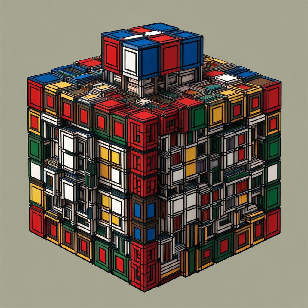 Rubik’s cube, Frank Lloyd Wright Style - AI Generated Artwork - NightCafe Creator
