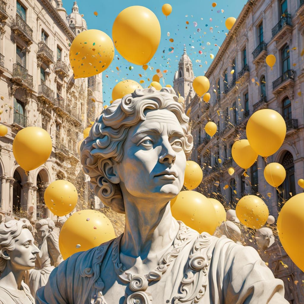 Vibrant City Square Scene in Hyperrealistic Style - AI Art