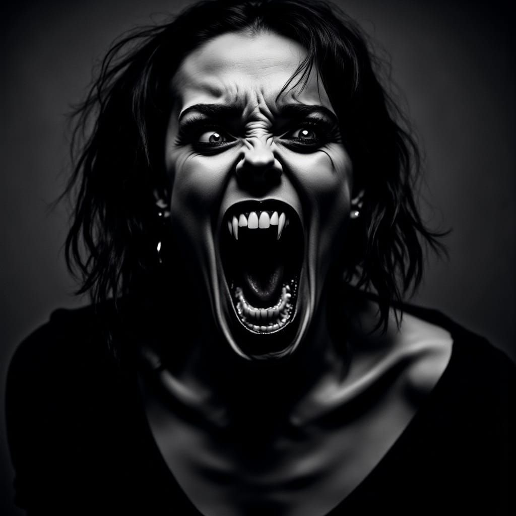 Dire Warning 2 - Gritty Vampire Portrait in Black and White