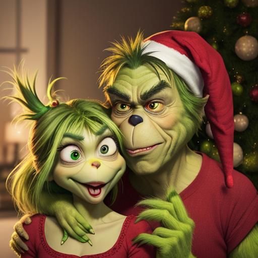 Grinch with his wife - AI Generated Artwork - NightCafe Creator
