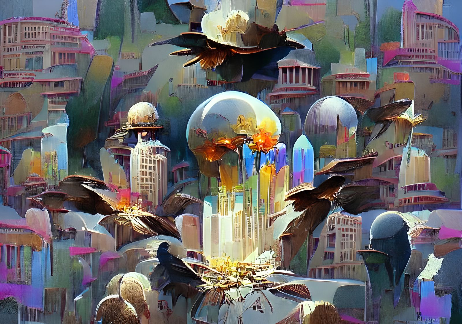 2662 Psychedelic Banksy Ravens & Murderous Watercolour Crows Modern ...