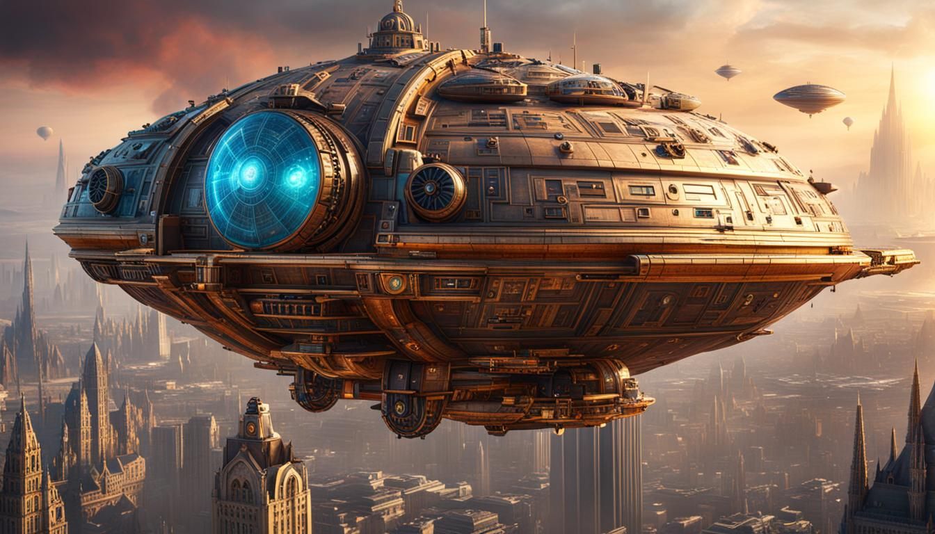 Aetherpunk Millennium Falcon - AI Generated Artwork - NightCafe Creator