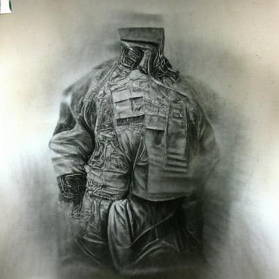Faceless Soldier - Charcoal - AI Generated Artwork - NightCafe Creator