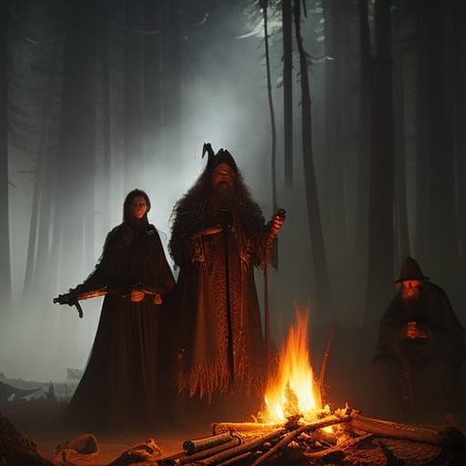 Wizards around a Campfire - AI Generated Artwork - NightCafe Creator