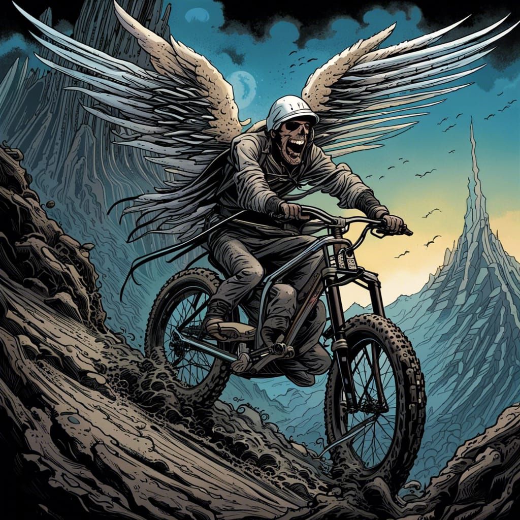 angel of death riding a mountain bike - AI Generated Artwork ...