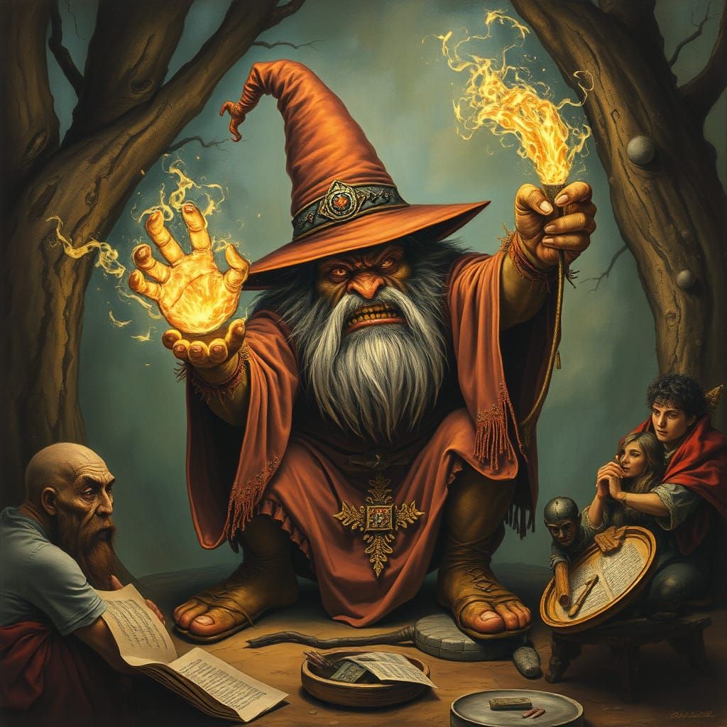 Surrealist Troll Wizard in Majestic Spellcasting A... - AI Art