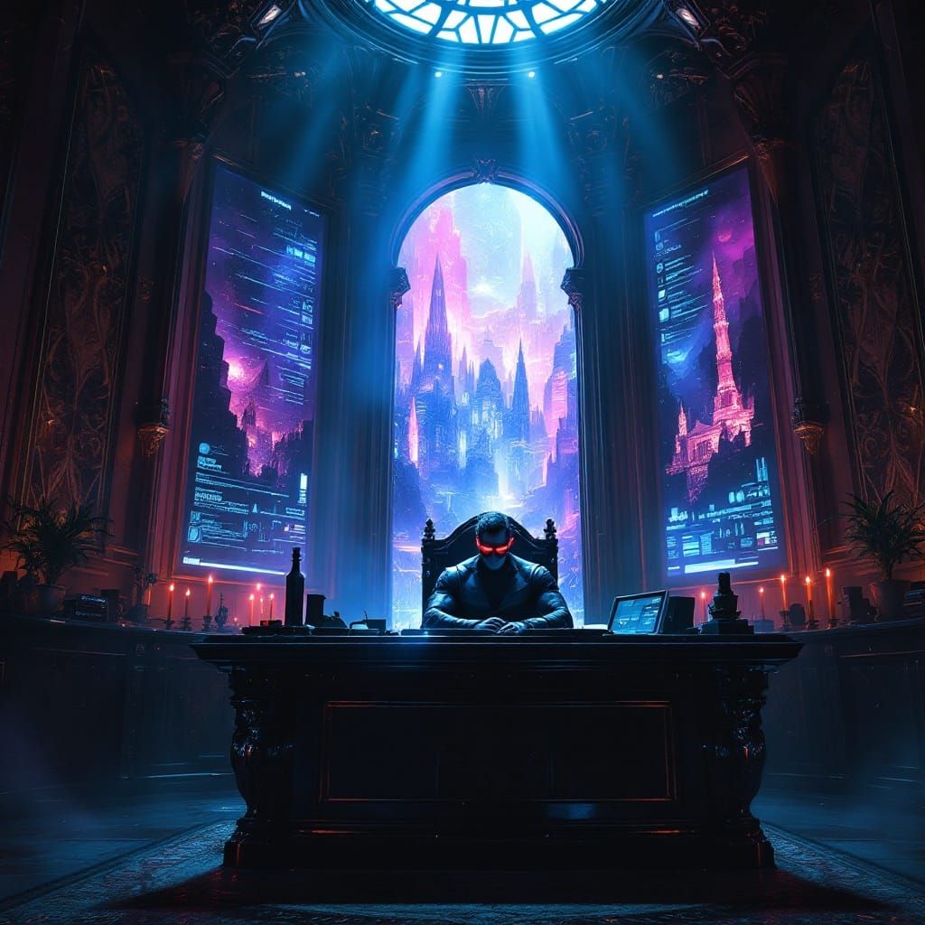 Cyberpunk-Gothic HR Office of the Future - AI Art