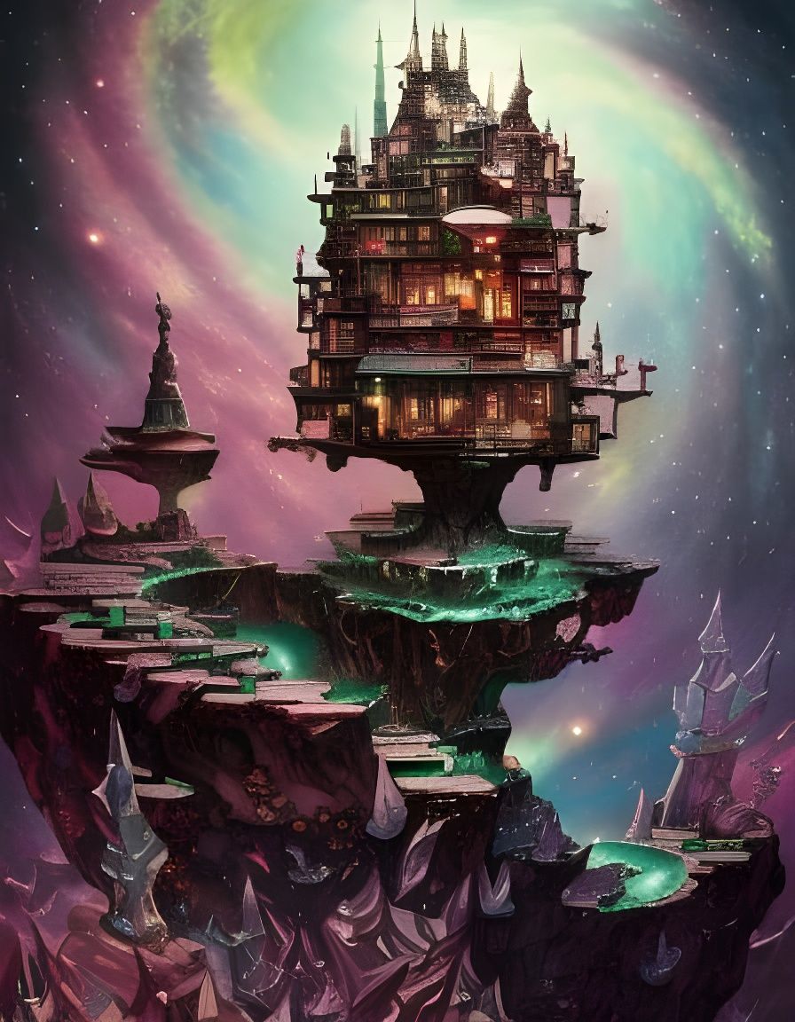 Clockpunk nebula village - AI Generated Artwork - NightCafe Creator