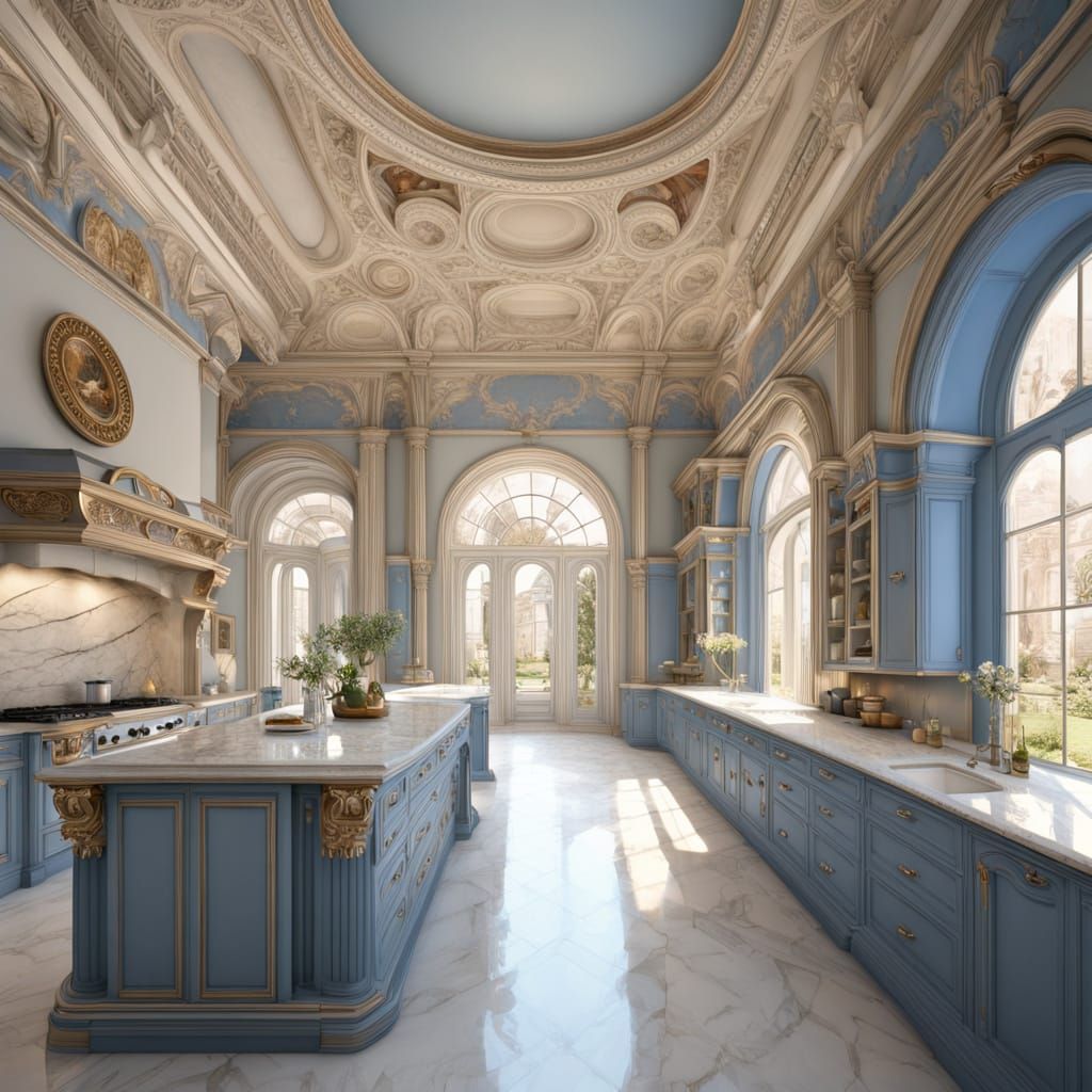 Elegant Roman Kitchen with Ornate Details - AI Art