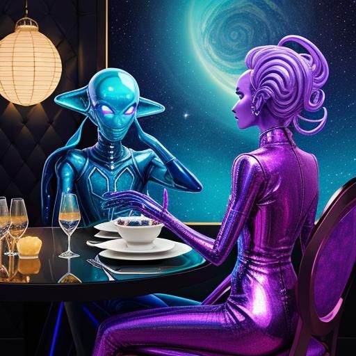 Aliens on a date - AI Generated Artwork - NightCafe Creator
