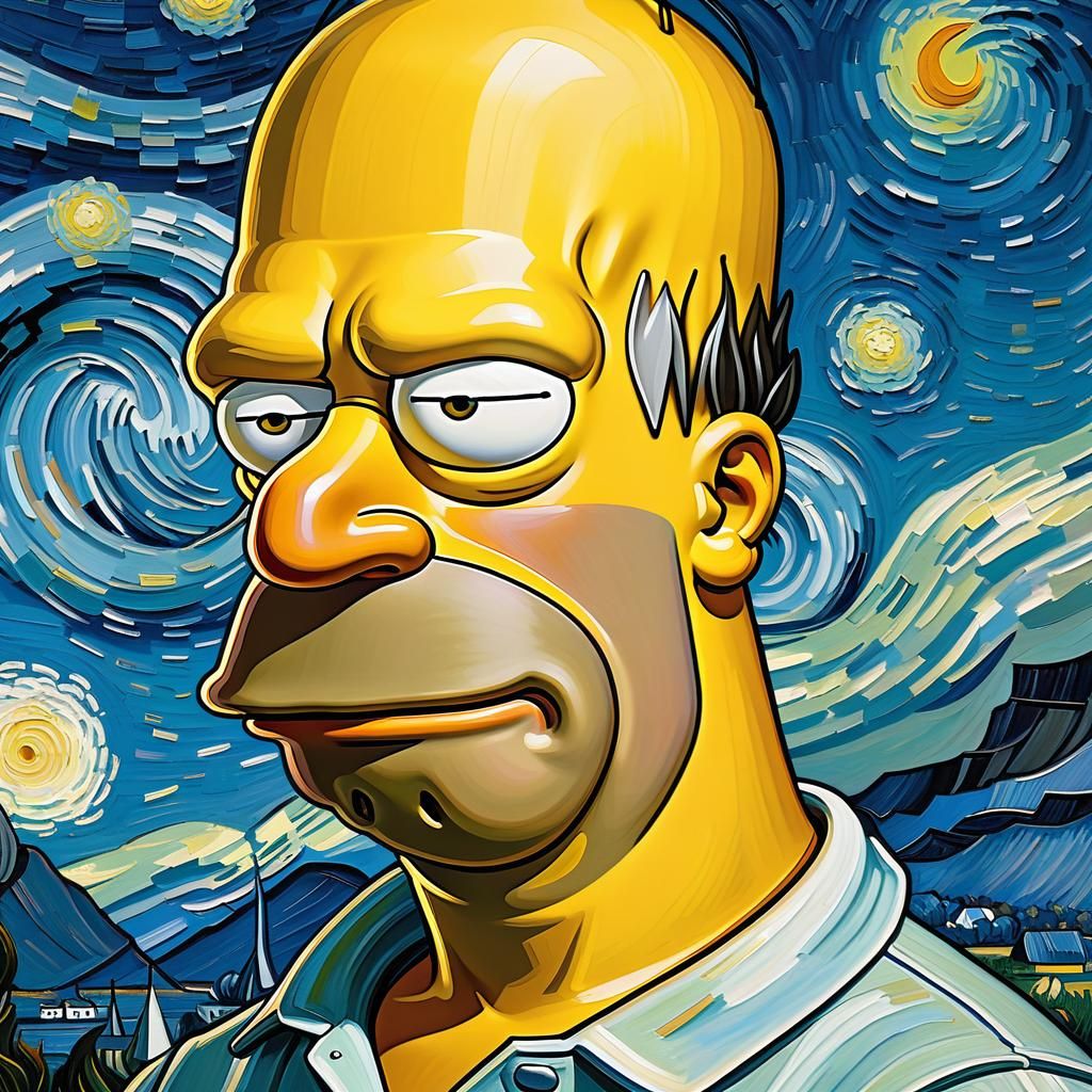A portrait of Homer Simpson, art by vincent van gogh, detailed ...