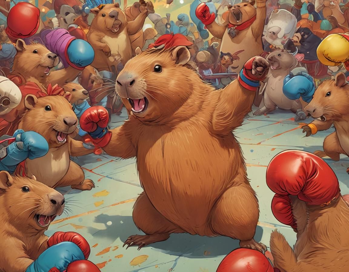 Capybara vs Wombat in Looney Tunes Style - AI Art