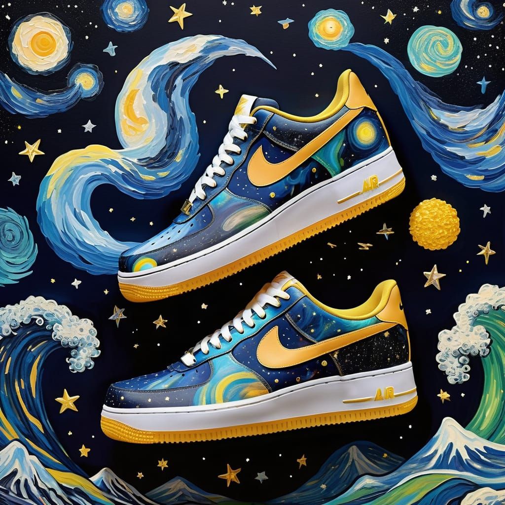 Cosmic Renaissance - Nike Air Force One - by Vincent van Gogh