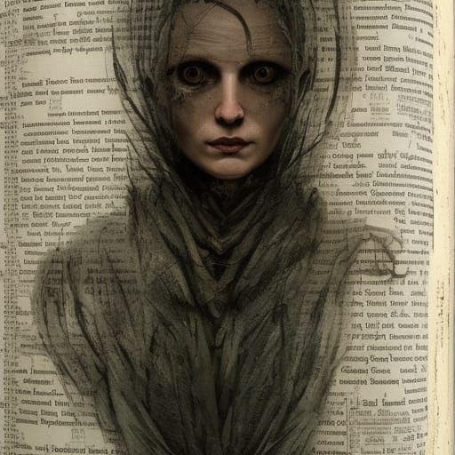 A Human figure Made Of Antique Books and parchment, Dark Waters, Scary ...