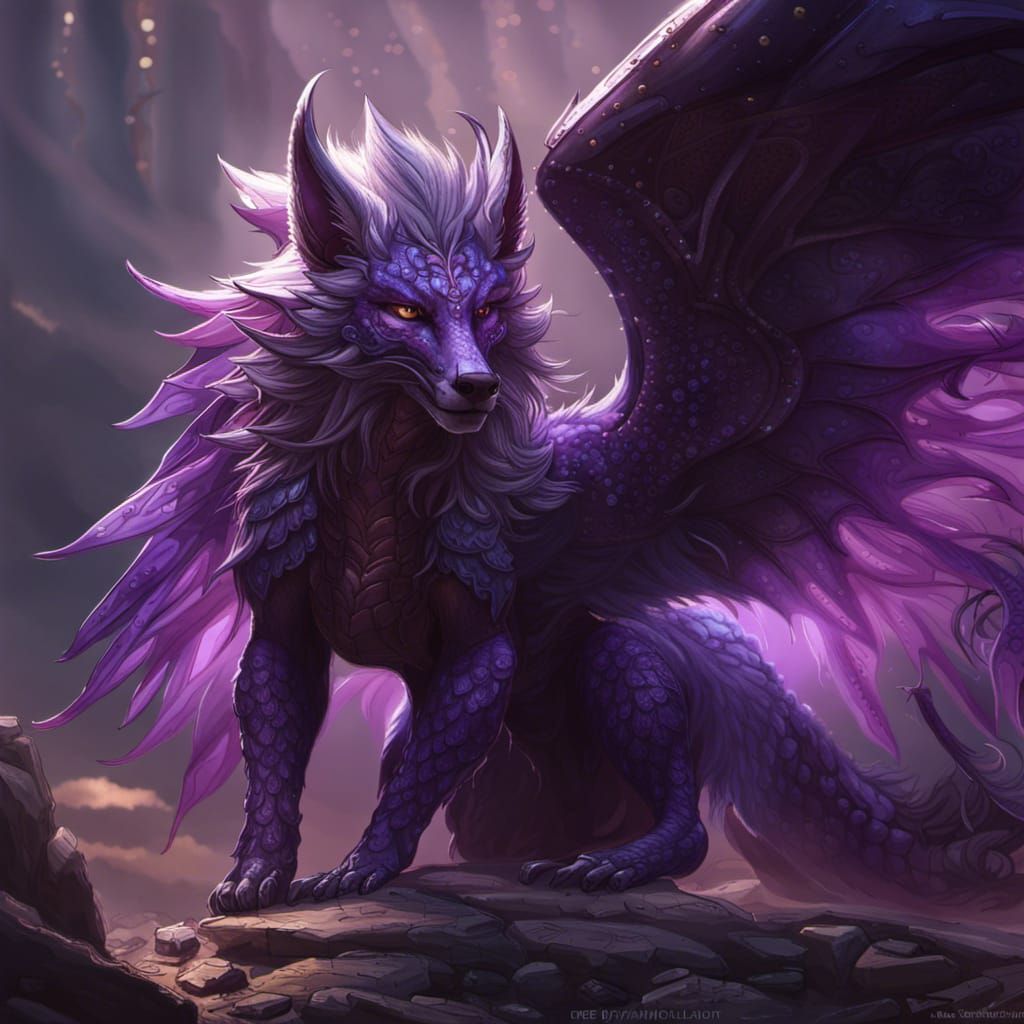 Purple Dragon-fox - AI Generated Artwork - NightCafe Creator