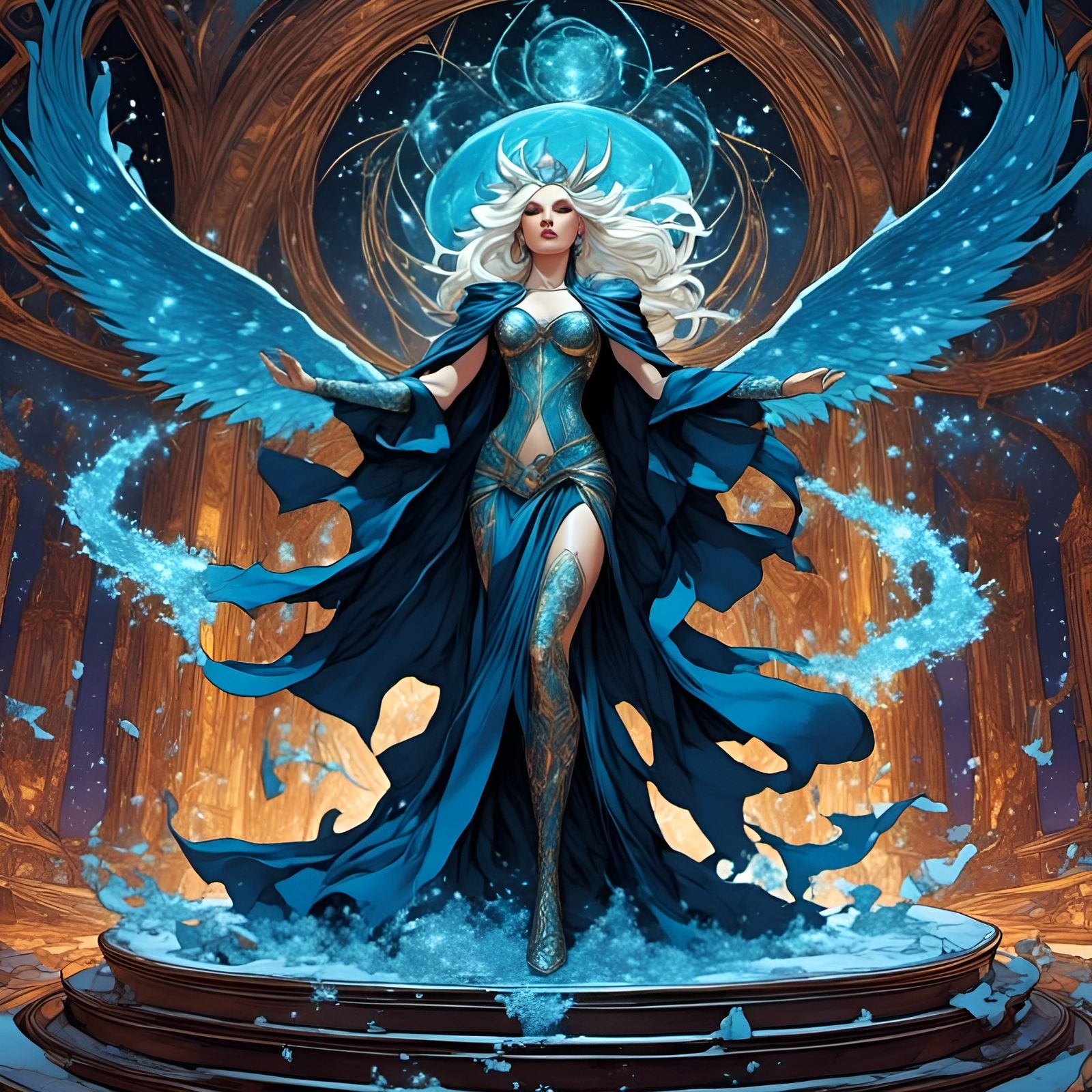 Evil sorceress ;; (frost goddess:3) ;; swirling spiky imp and fairies ...