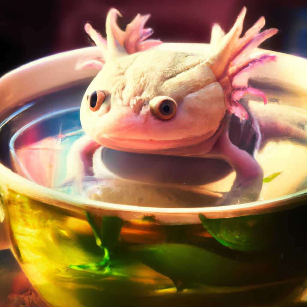 Axolotl in a teacup - AI Generated Artwork - NightCafe Creator