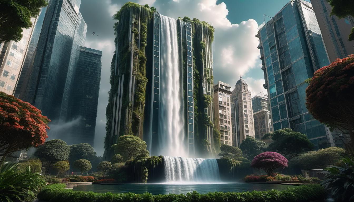 Urban Waterfall - AI Generated Artwork - NightCafe Creator
