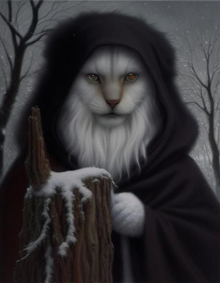 Canvas texture, Fine art oil painting. The Druids eyes comforted us ...