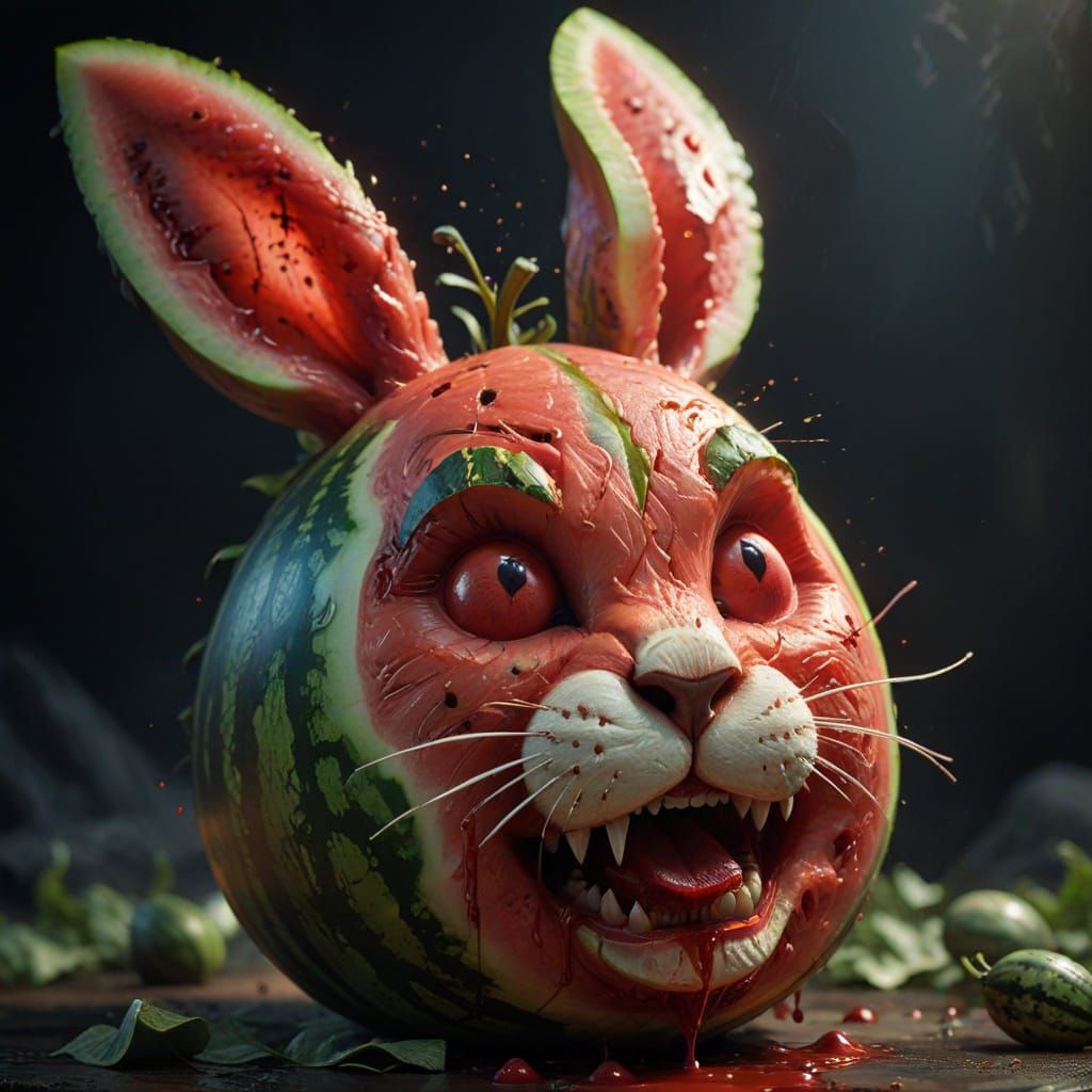 Horror watermelon bunny - Blood-Soaked Watermelon Bunny