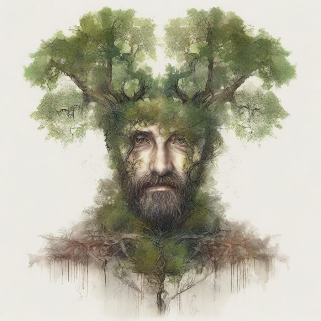 Ethereal Portrait of Treebeard with Glowing Heart - AI Art