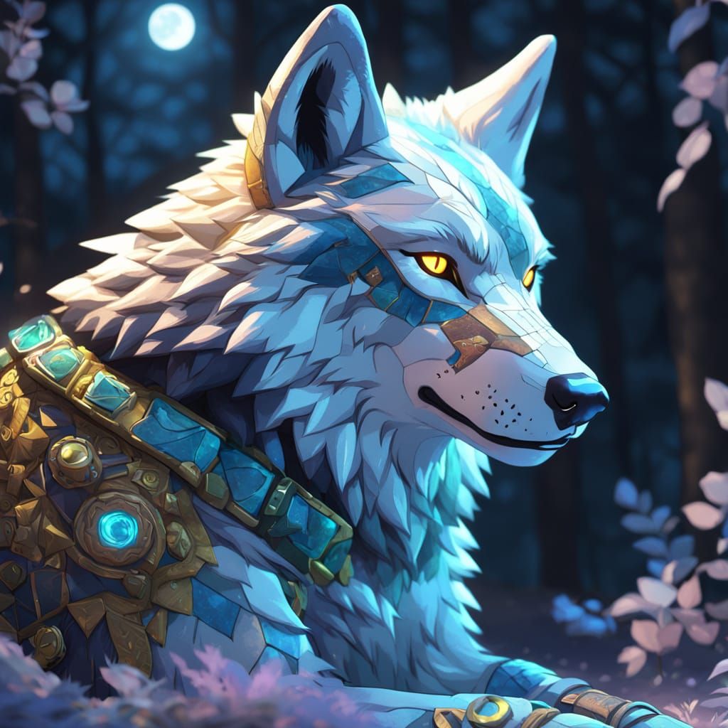 Patchwork Wolf in 3D Anime Art - AI Art