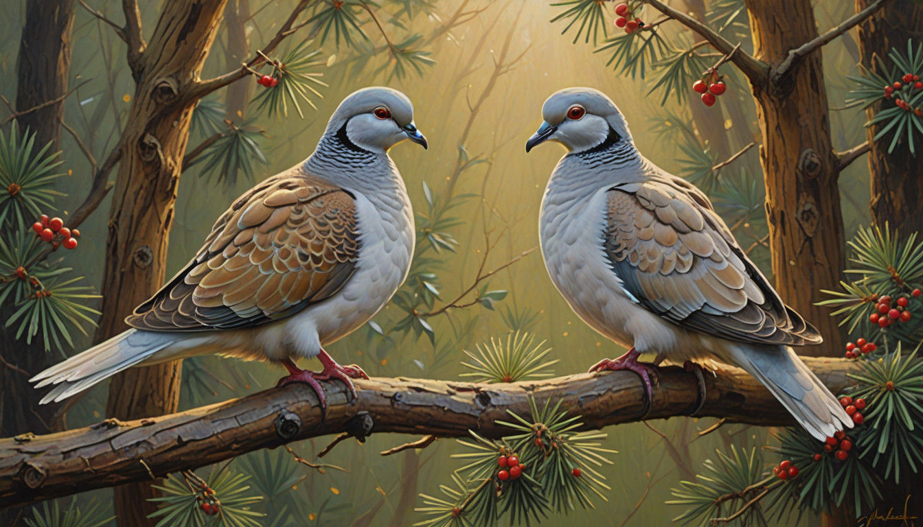 two turtle doves - Romantic Impressionist Turtles in Chris...