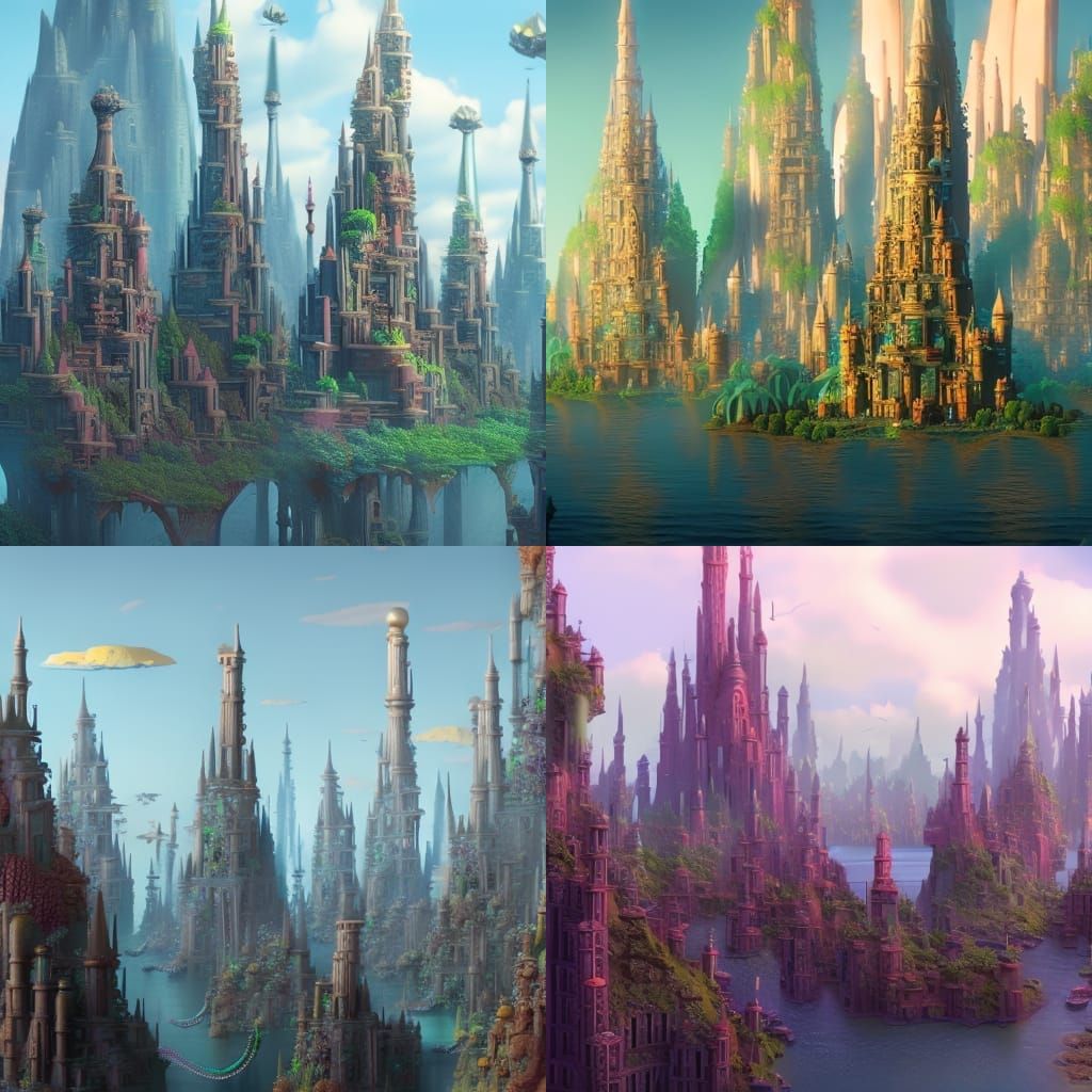 Fantasy Cityscape: Create a vibrant and imaginative cityscape with ...