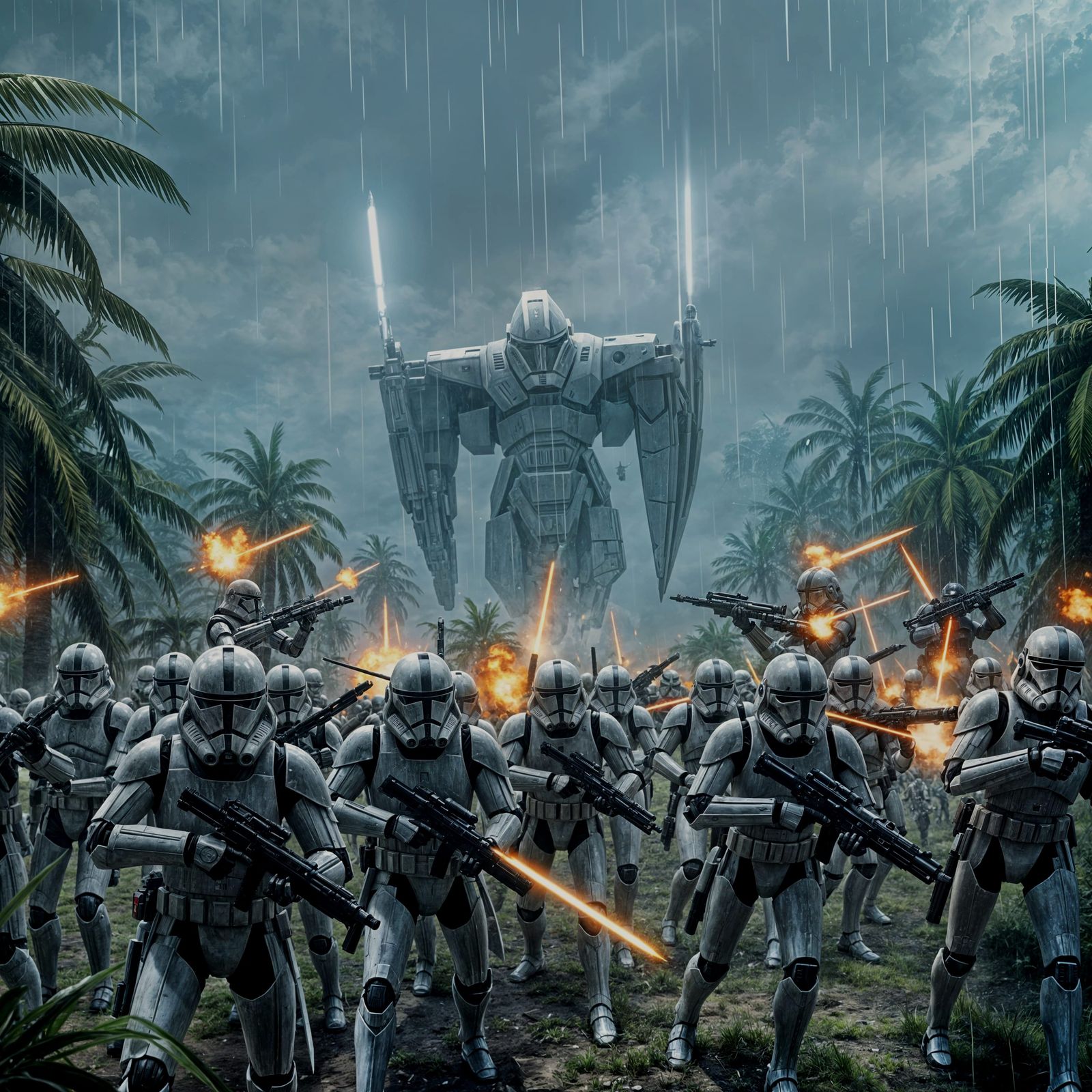 clone - Clones Clash with Droids on Lush Stormy Planet