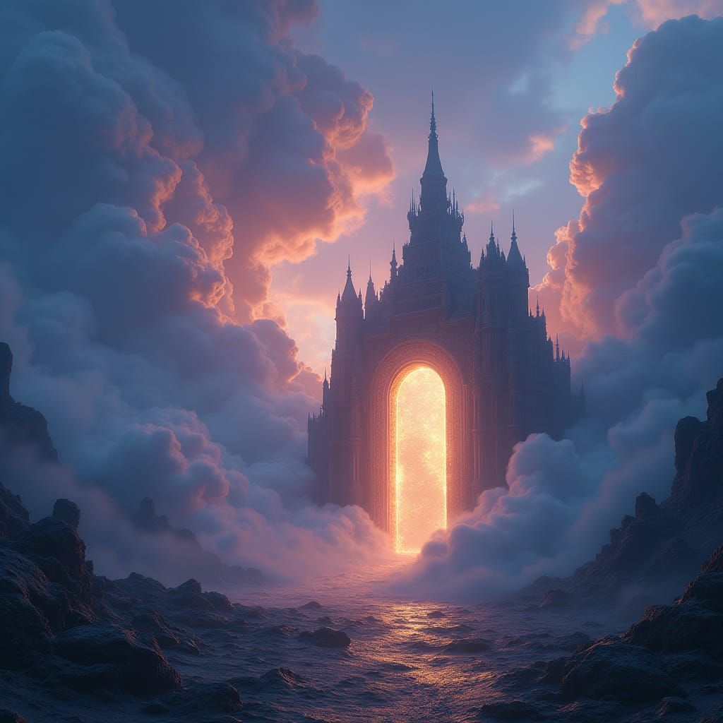 welcome - Dreamlike Portal in a Vibrant Cloudscape