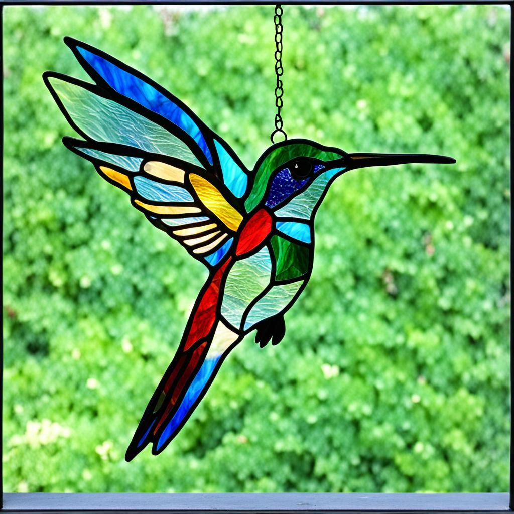 Stained glass hummingbird - AI Generated Artwork - NightCafe Creator