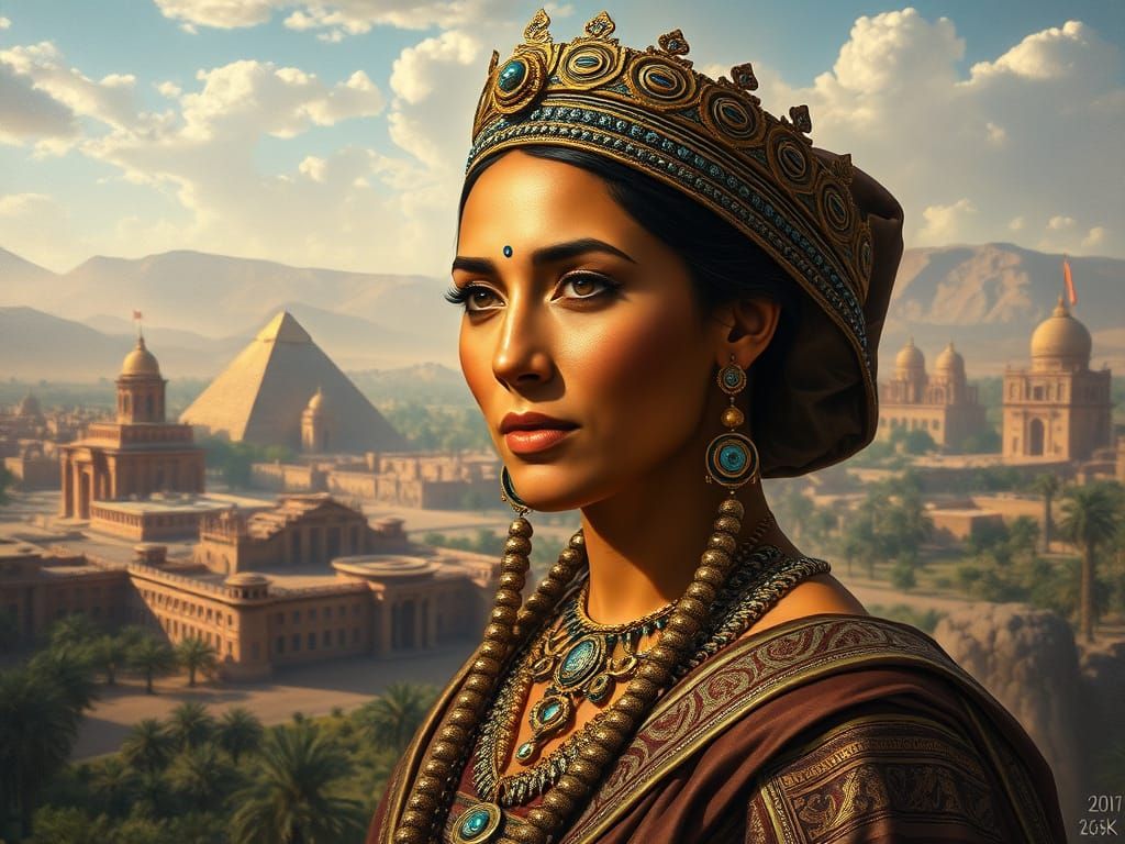 Epic Portrait of the Queen of Sheba in Ancient Yem... - AI Art