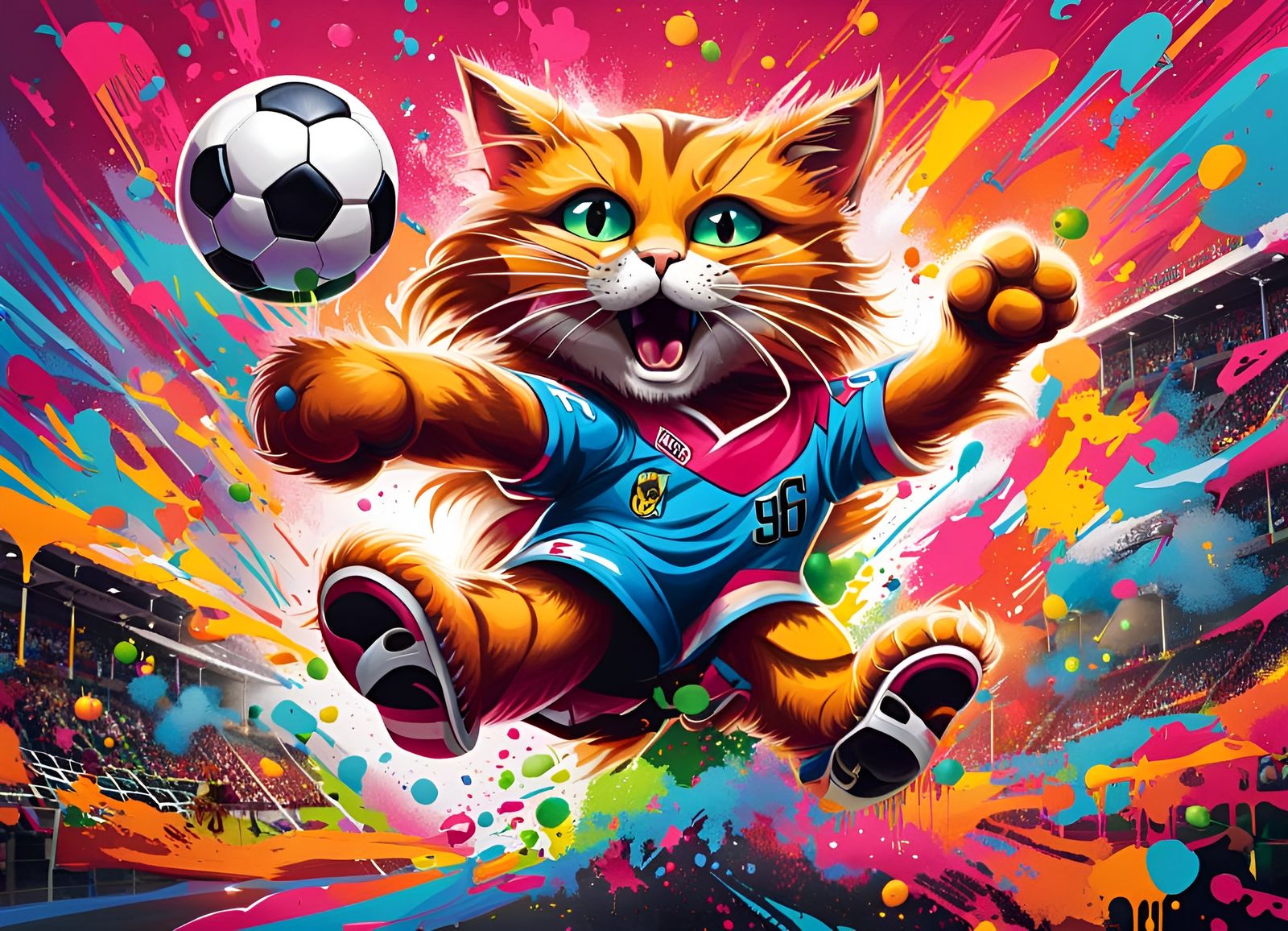 Soccer Cat Goal! - AI Generated Artwork - NightCafe Creator