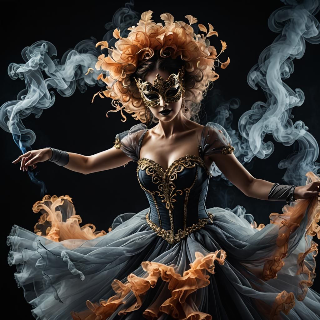 Masked smoke dancer - AI Generated Artwork - NightCafe Creator