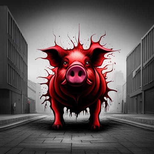 Anime Blood Pig Showdown - AI Generated Artwork - NightCafe Creator