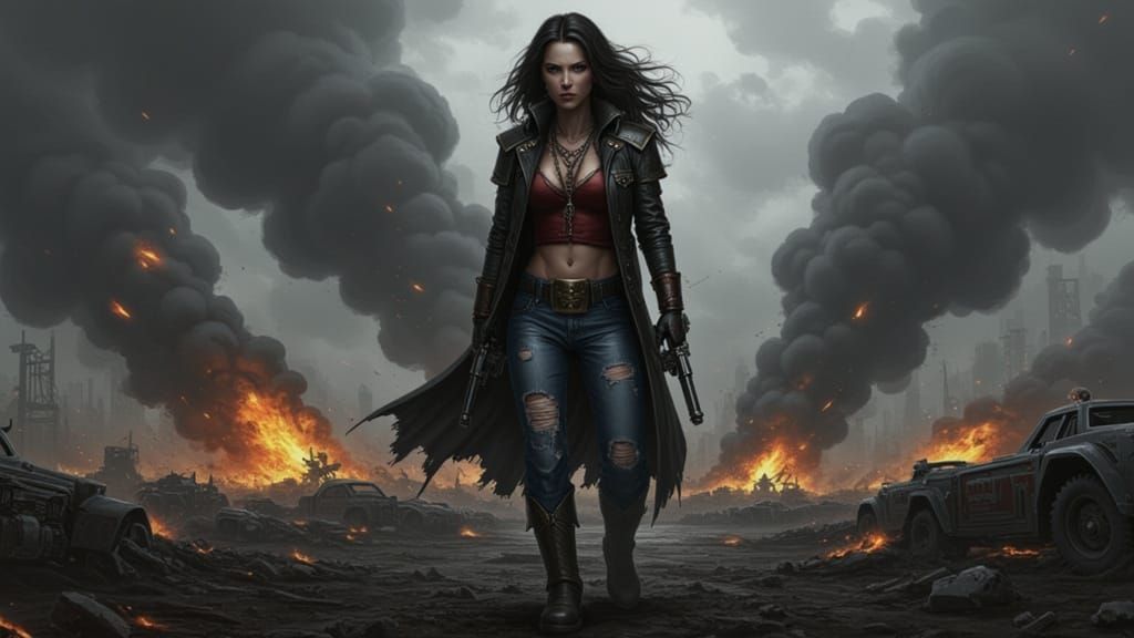 Defiant Woman in Riotous Backdrop, Concept Art in ... - AI Art