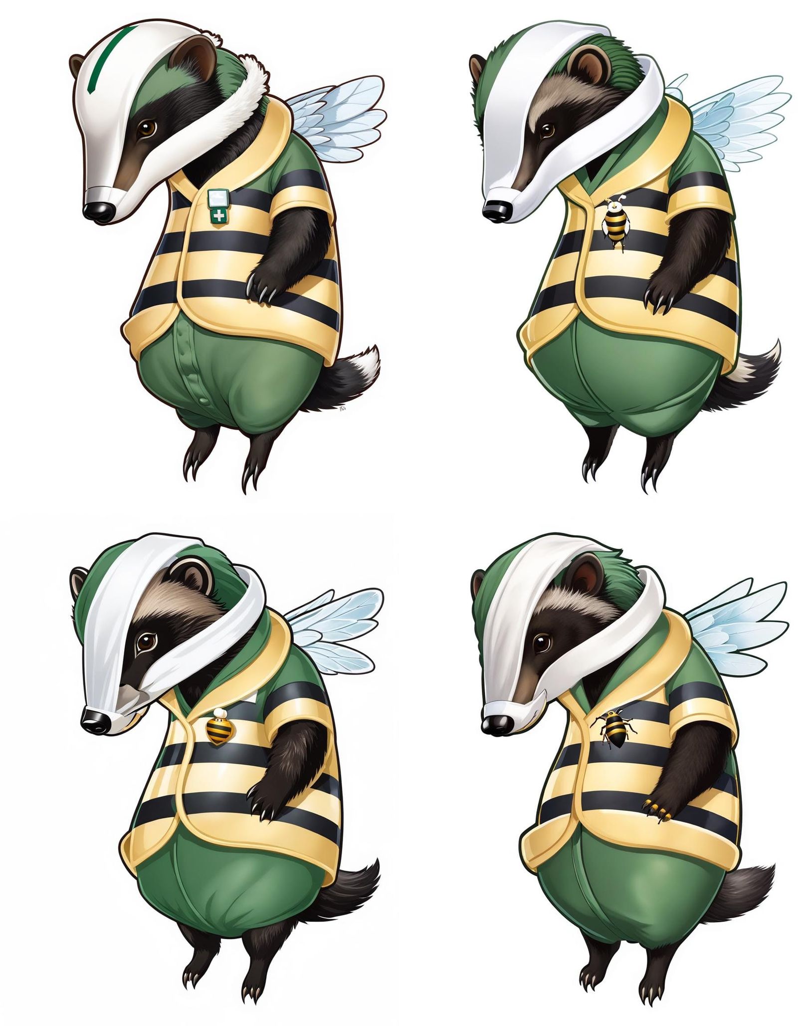 a humanoid African honey badger, FLYING HONEY BADGER WITH BEE WINGS ...