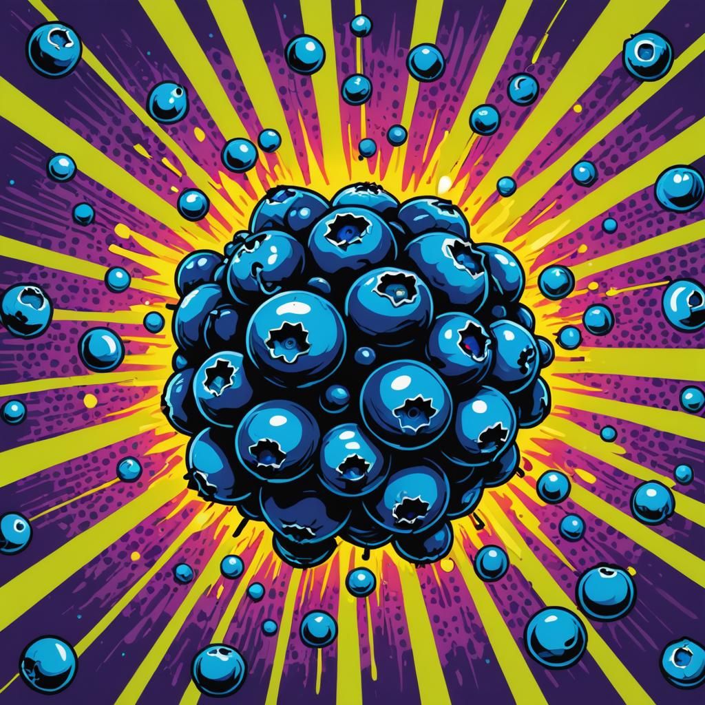 Pop art: Exploding blueberry - AI Generated Artwork - NightCafe Creator