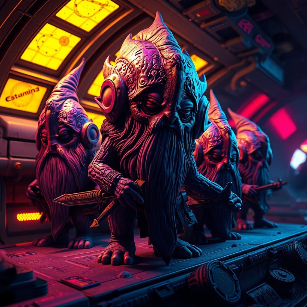 Dark Fantasy Starship Crew by Greg Rutkowski - AI Art