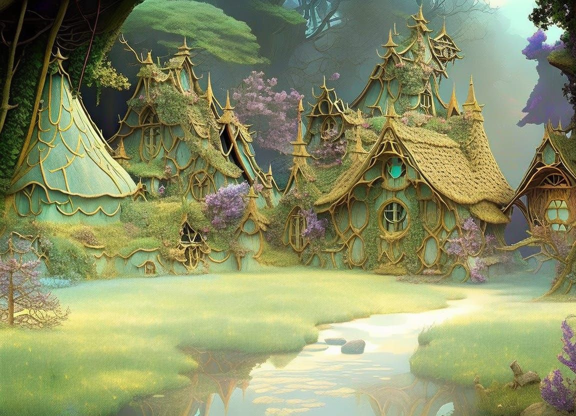 landscape of a fairy cottage breathtaking borderland fantasycore ...