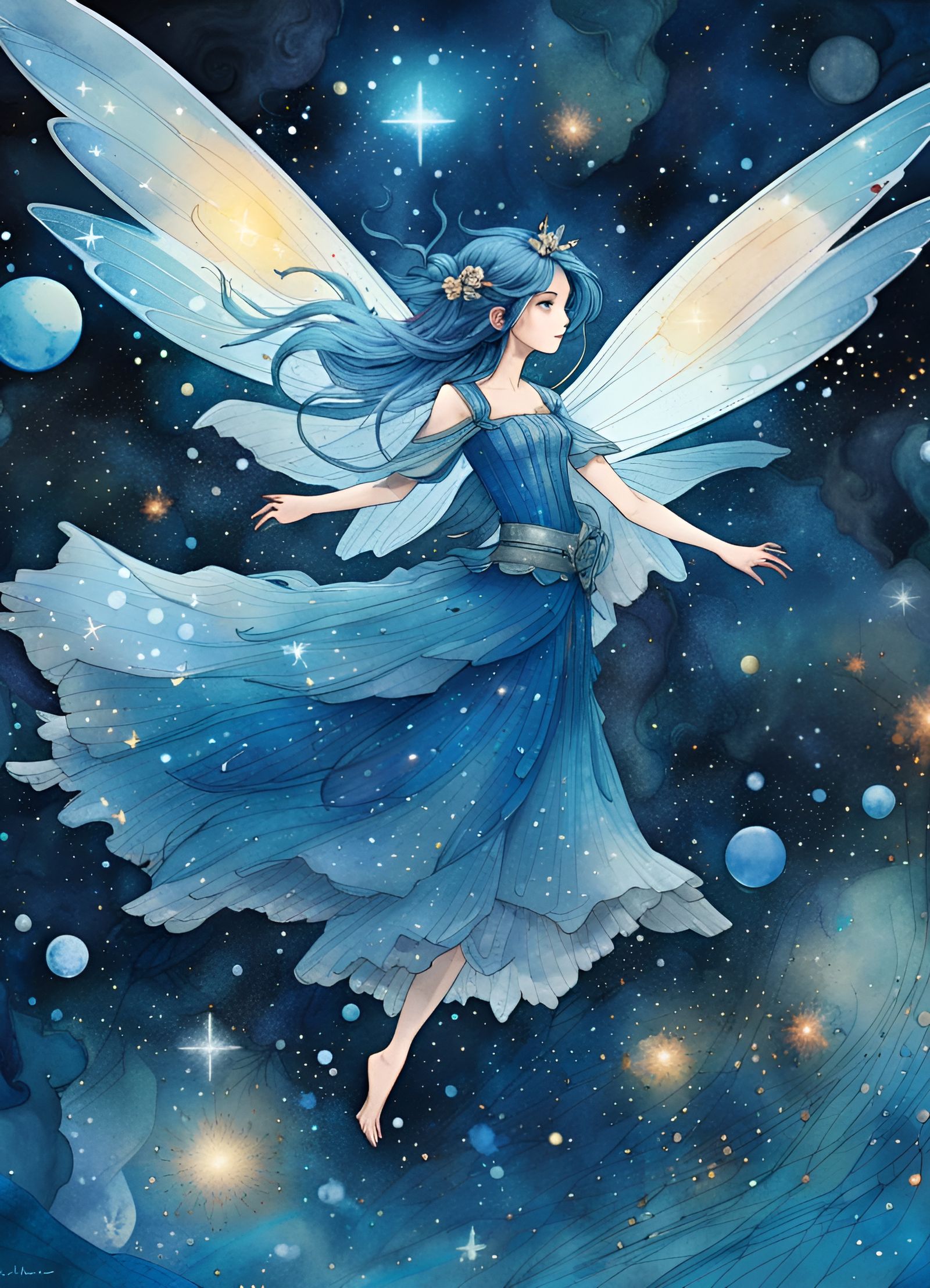 Blue universe fairy - AI Generated Artwork - NightCafe Creator