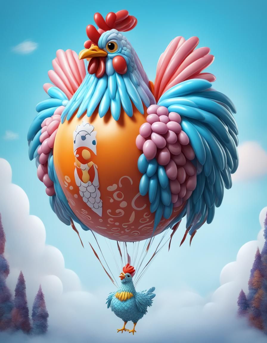 Giant balloon KFC Chicken Bird full of balloon layers, frozen in air ...
