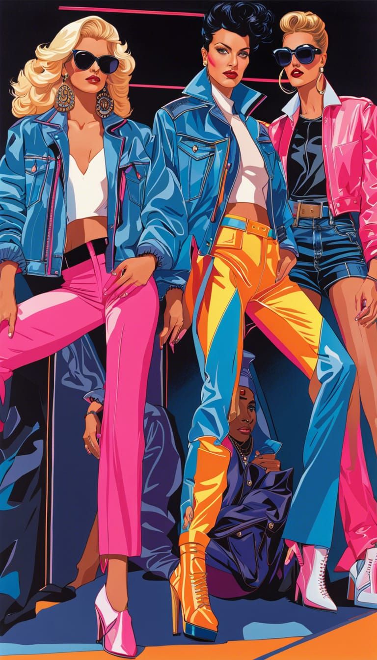 16k resolution, hyperdetailed fashion illustration of a group of ...